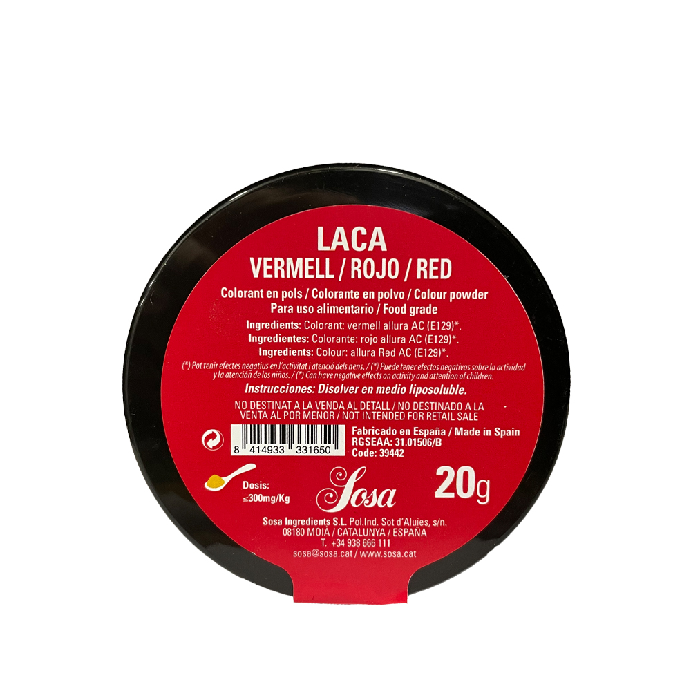 Sosa Colour Red Laca Powder 20g - Colorants - Gastronaut