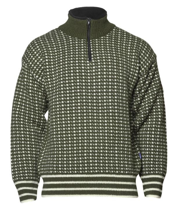 Islender w/zip - Green/white - Gensere - Bråtens
