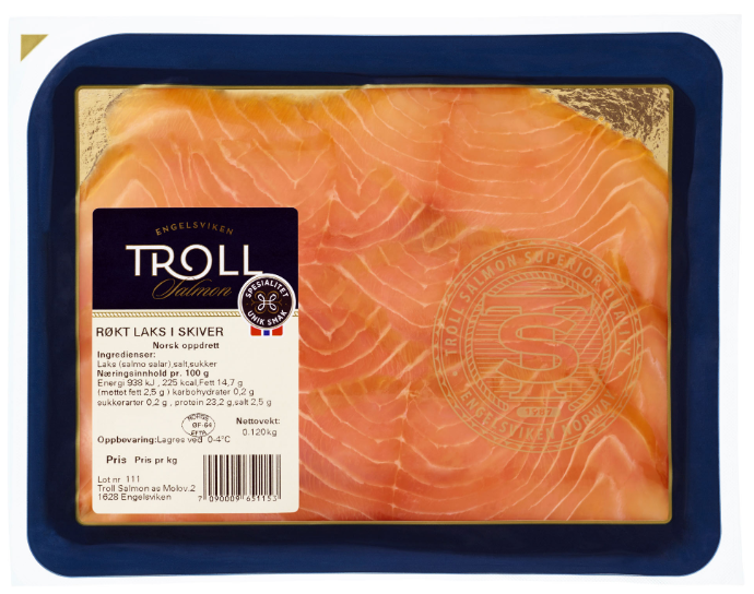 Carl Evensen Eftf - LOKALMAT - UTSOLGT LEV. LAKS RØKT SKIVER 250 G TROLL